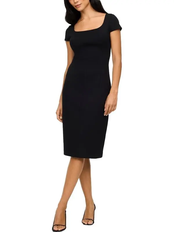 Spanx Ponte Cap Sleeve Midi Dress - Classic Black
