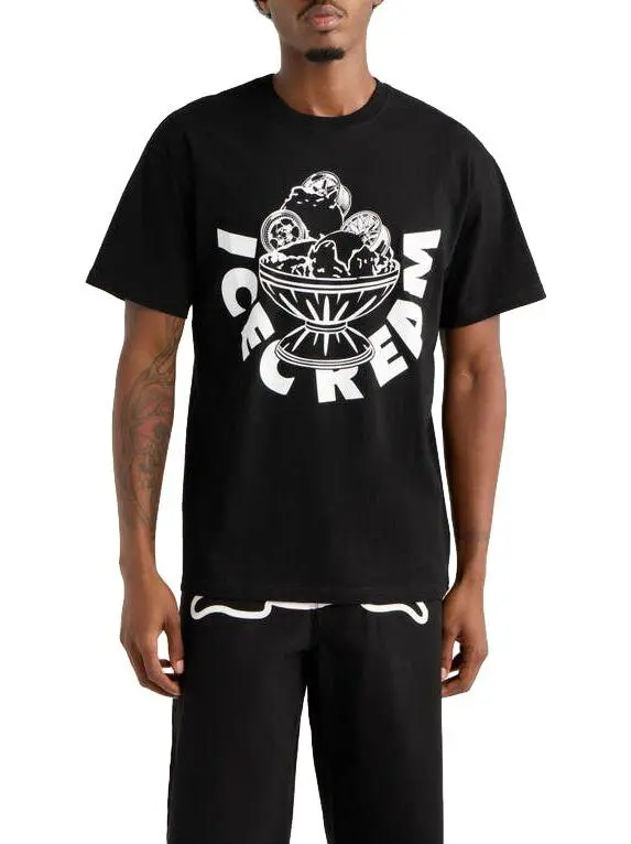 ICECREAM Rose Graphic T-shirt - Black