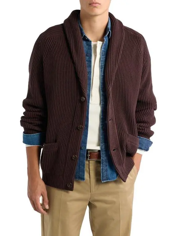 ROWING BLAZERS Cotton Fisherman Shawl Cardigan - Brown