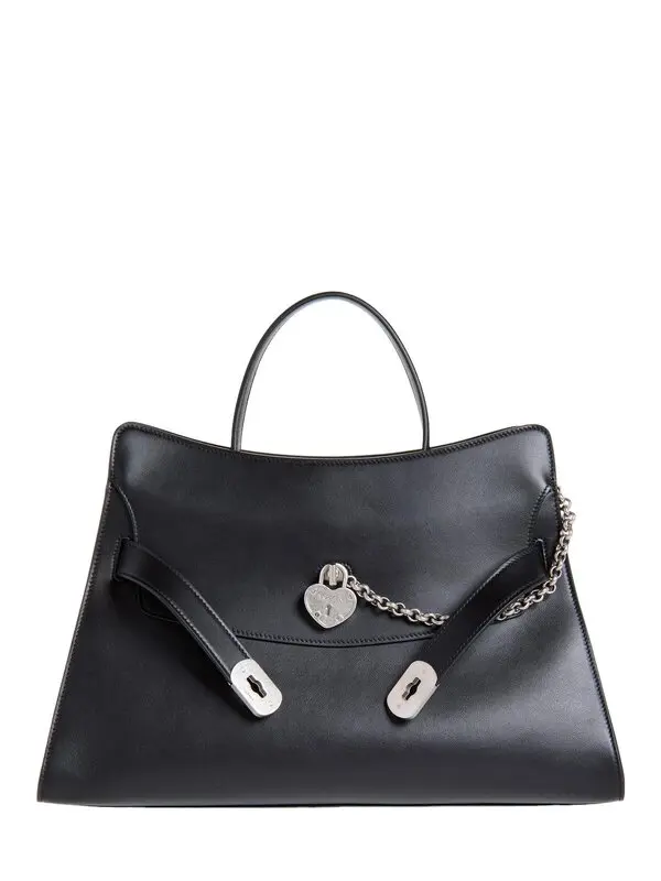Alexander McQueen Locke Leather Top Handle Bag - Black/grey