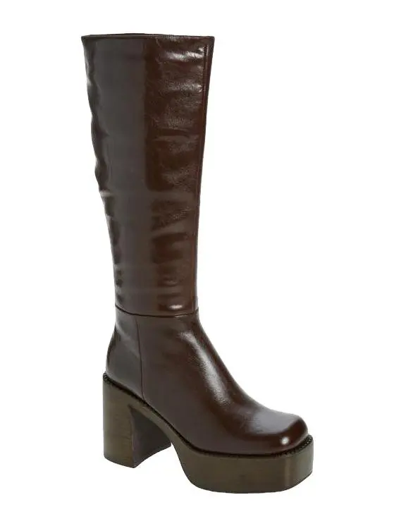 Jeffrey Campbell The-band Knee High Leather Boot - Coffee