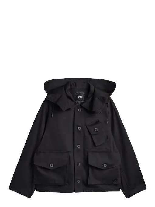 Y3 Hooded Cotton Twill Jacket - Black