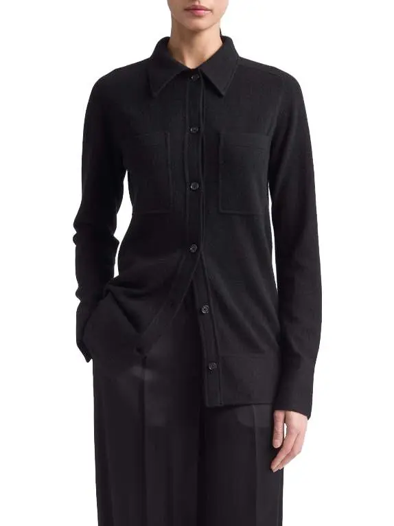 TOTEME Cashmere Button Down Knit Shirt - Black