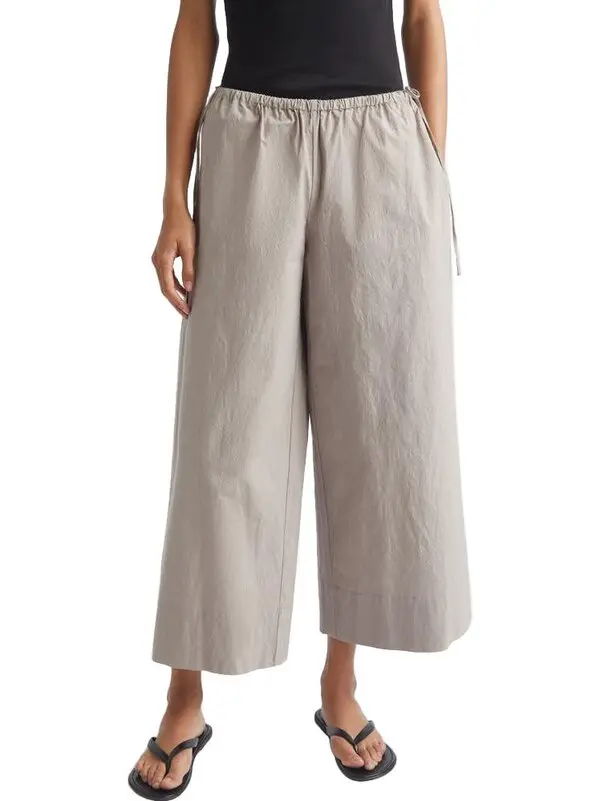 ST. AGNI Technical Wide Leg Organic Cotton Blend Pants - Grey Stone