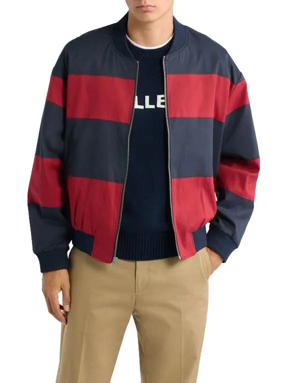 ROWING BLAZERS Striped Cotton Bomber Jacket - Navy