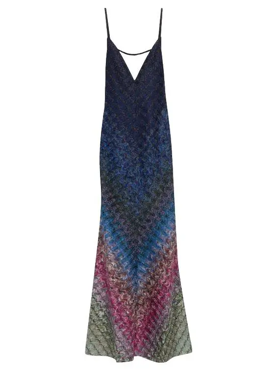 Missoni Metallic Zigzag Sleeveless Maxi Dress - Smsot Blue Base