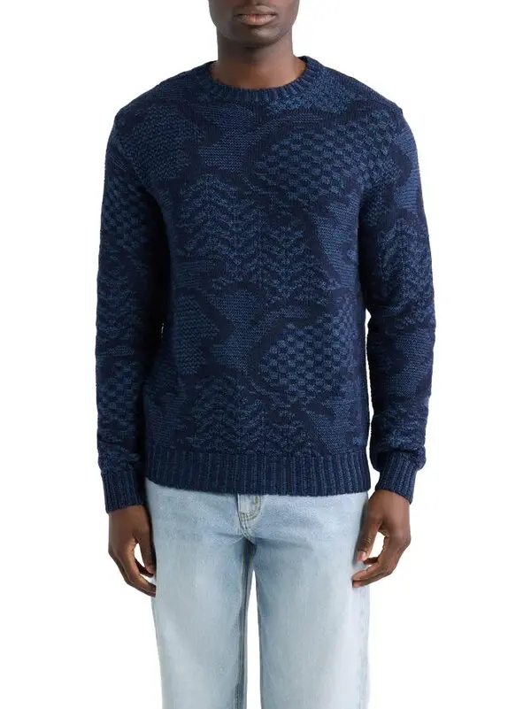 Etro Roma Wool Blend Jacquard Sweater - Marine