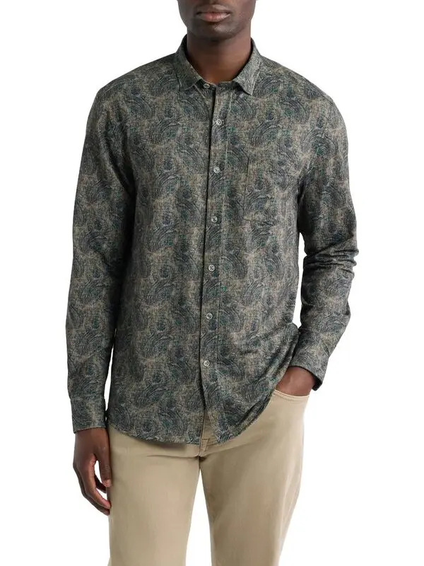 Johnston & Murphy Xc Motion Performance Long Sleeve Shirt - Olive