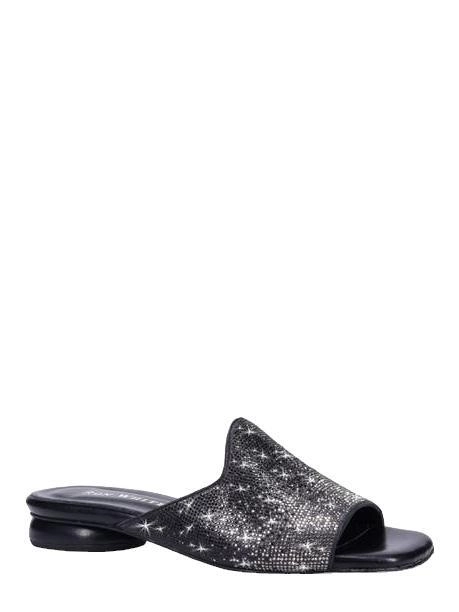 Ron White Bonetta Crystal Leather Slide Sandal - Onyx