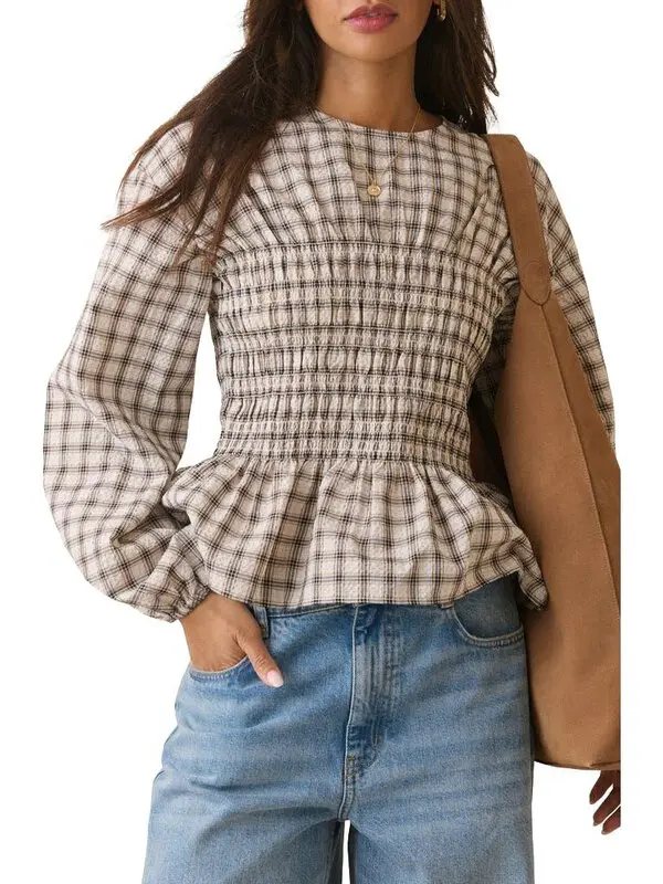 NOBODY'S CHILD Charlize Peplum Top - Cream