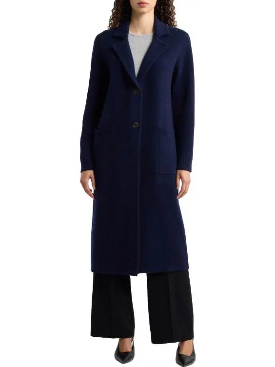 Fleurette Cody Wool & Cashmere Sweater Coat - Navy