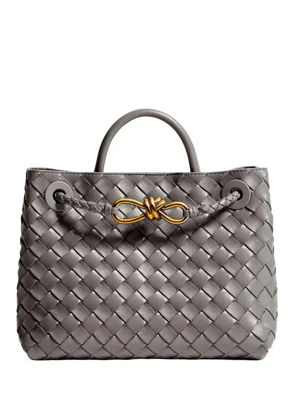 Bottega Veneta Andiamo Small Leather Crossbody Bag - Grey