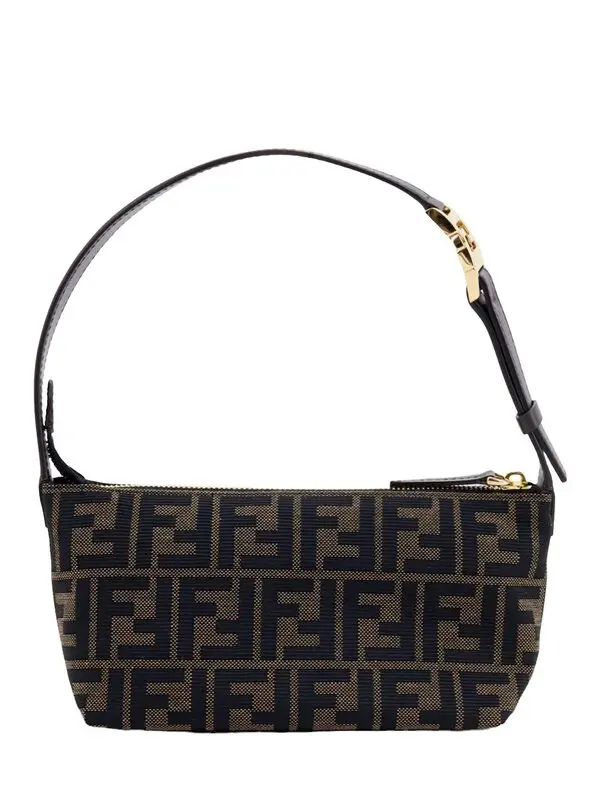Fendi Vanity Pouch Ff Jacquard Fabric Small Handbag - Brown