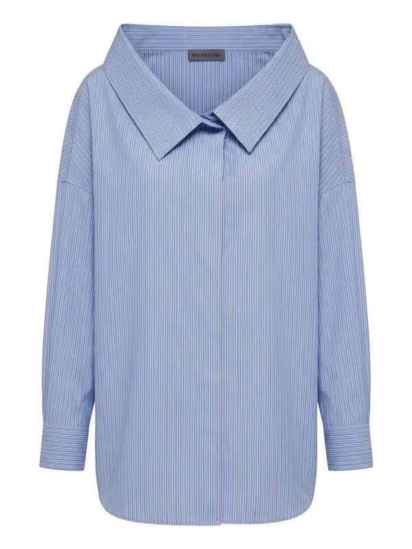 Balenciaga Oversized Cotton Stole Shirt - Blue