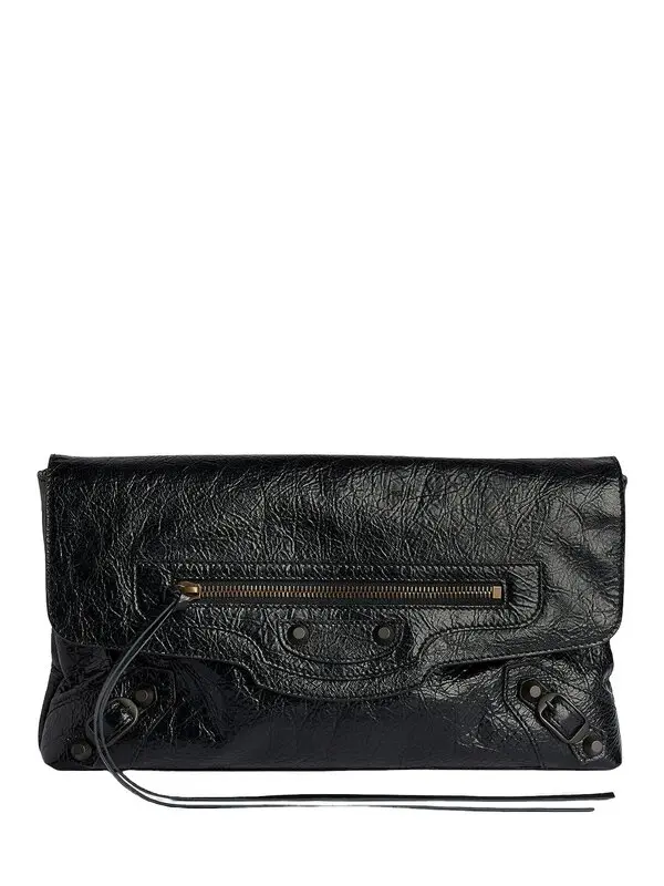 Balenciaga Le City Leather Clutch Bag - Black