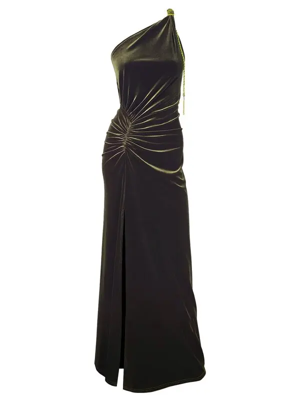 ME & THEE Sofia Olive Velvet Maxi Dress - Green