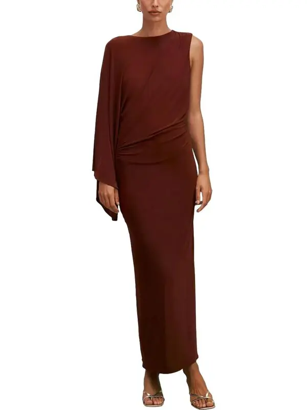 EVER NEW Fleur Cape-shoulder Maxi Dress - Brown