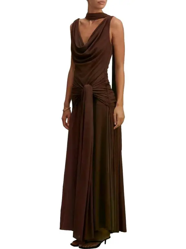 EVER NEW Vivianne Scarf-detail Maxi Dress - Brown