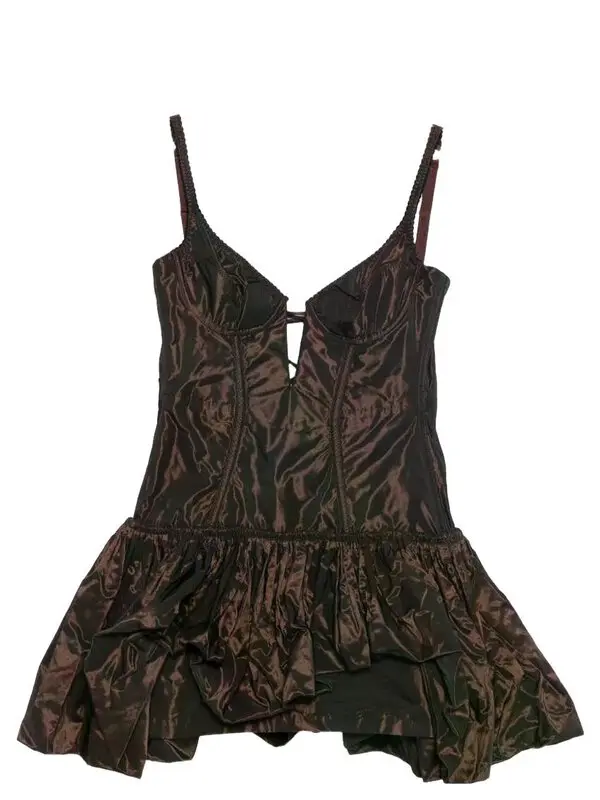 MARIA LUCIA HOHAN Ayna Corset-style Ruffled Mini Dress - Brown