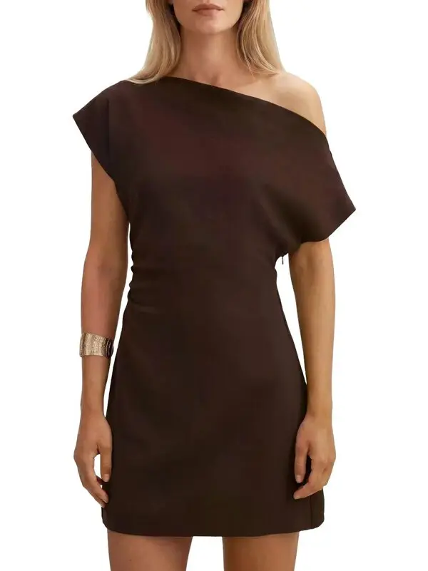 EVER NEW Danielle Asymmetrical Mini Dress - Brown