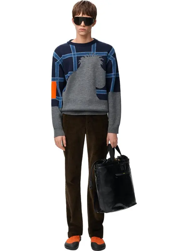 Loewe Sweater In Wool - Grey/multicolour