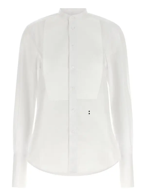 Fendi Poplin Shirt With Plastron Piqu - White