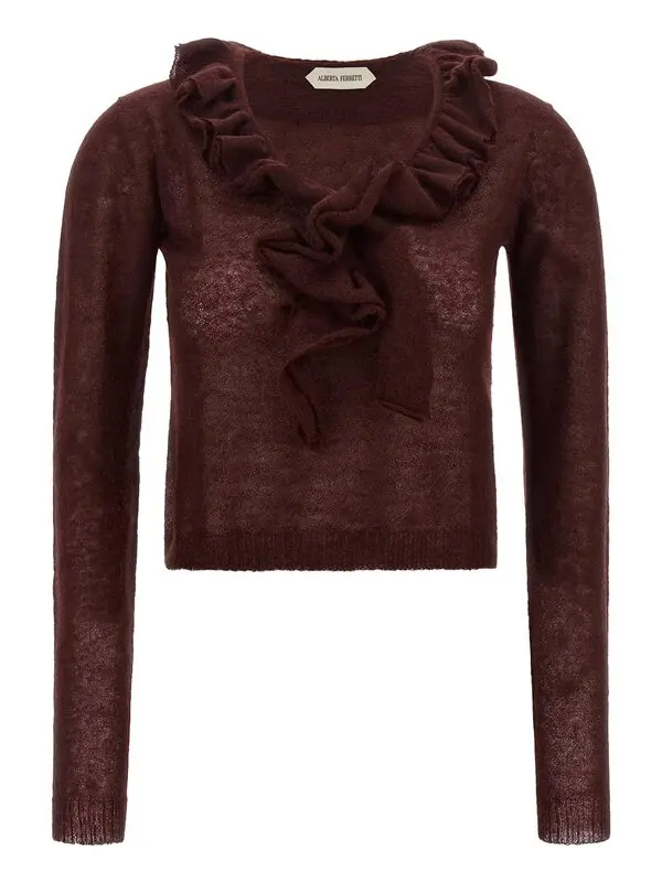 Alberta Ferretti Ruffled Sweater - Bordeaux