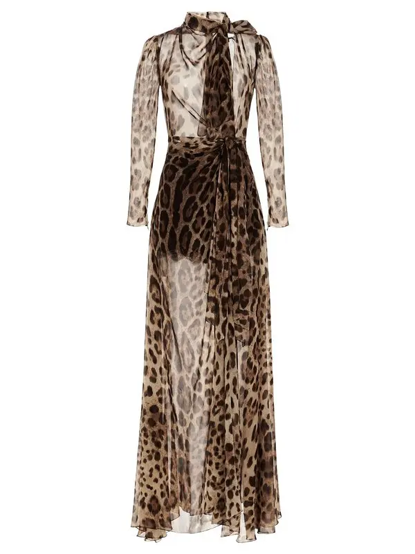 Dolce & Gabbana Silk Blend Dress - Brown