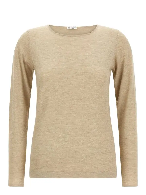 Brunello Cucinelli Scollo A Barchetta In Lurex' Sweater - Beige