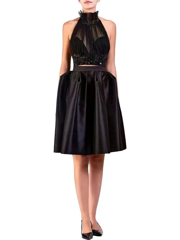 GEMY MAALOUF Pleated Structured Skirt - Black