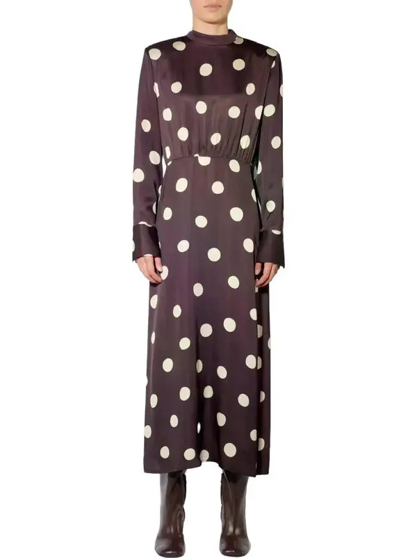 Liviana Conti Polka-dot Long-sleeve Maxi Dress - Brown