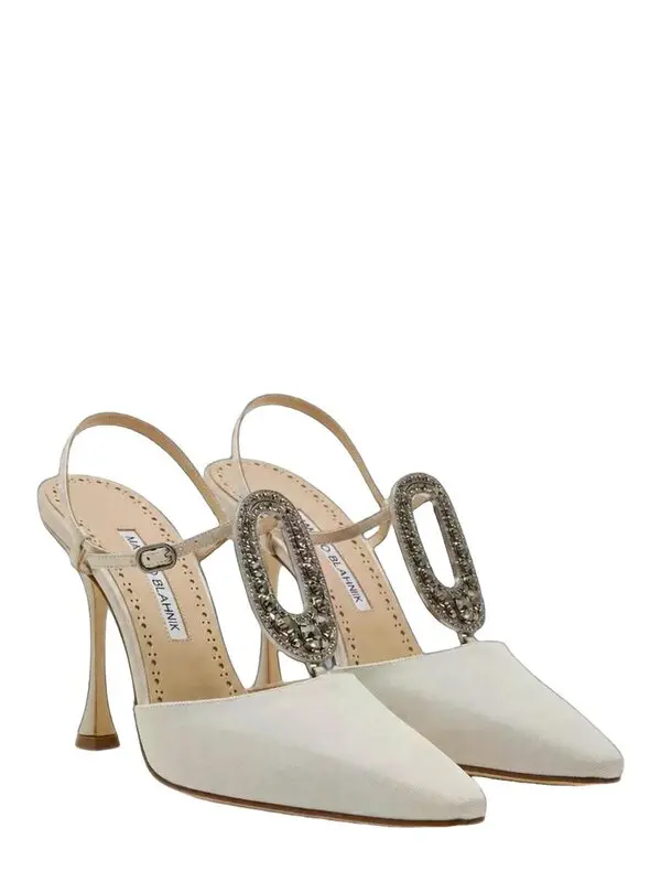 Manolo Blahnik Truta Crystal-embellished Pumps - Neutrals