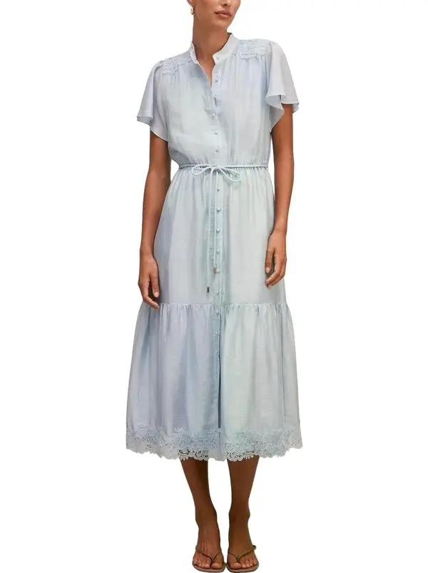 EVER NEW Harriet Lace-trim Embroidered Midi Dress - Blue