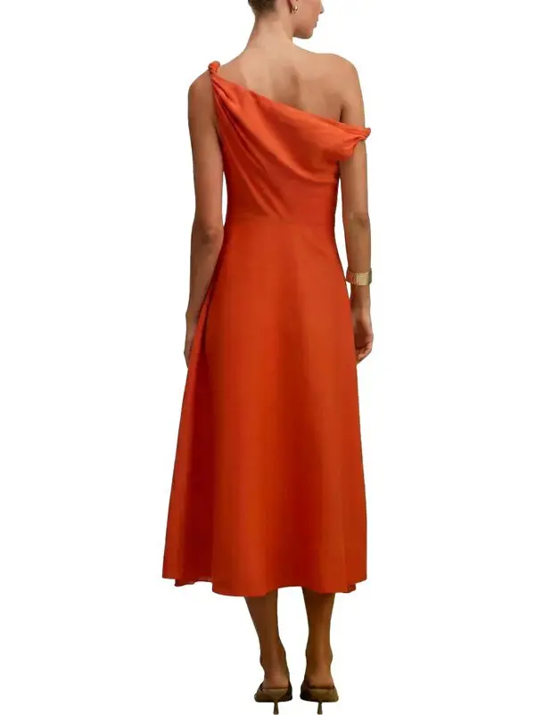 EVER NEW Vinetta Asymmetric Twist-detail Midi Dress - Orange