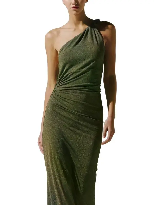 BAOBAB Celele One-shoulder Ruched Maxi Dress - Green