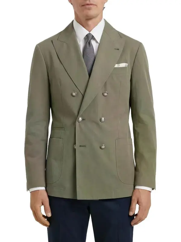 Brunello Cucinelli Double-breasted Cotton Blazer - Green