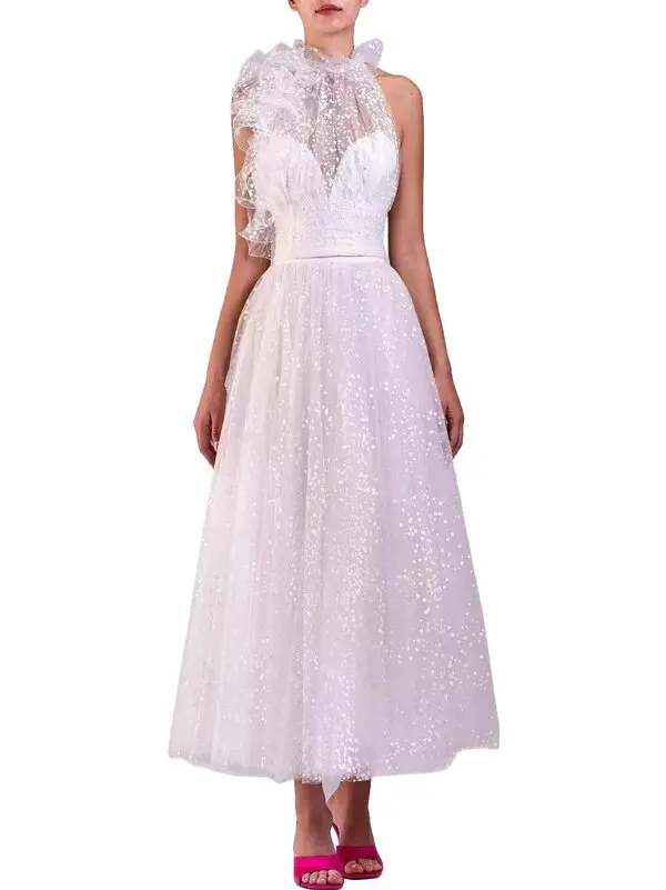 GEMY MAALOUF Polka-dot Tulle Skirt - White