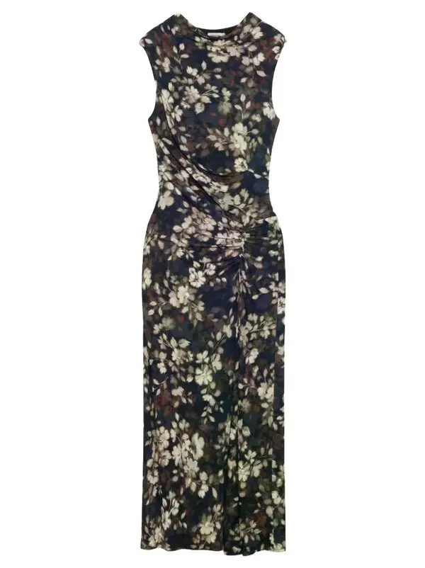 Simkhai Acacia Floral-print Draped Maxi Dress - Black