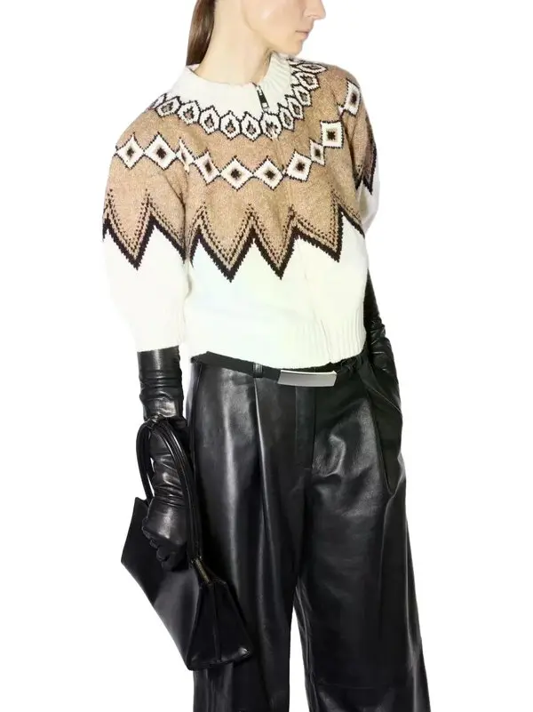 Liviana Conti Fair Isle-knit Zip-up Sweater - White