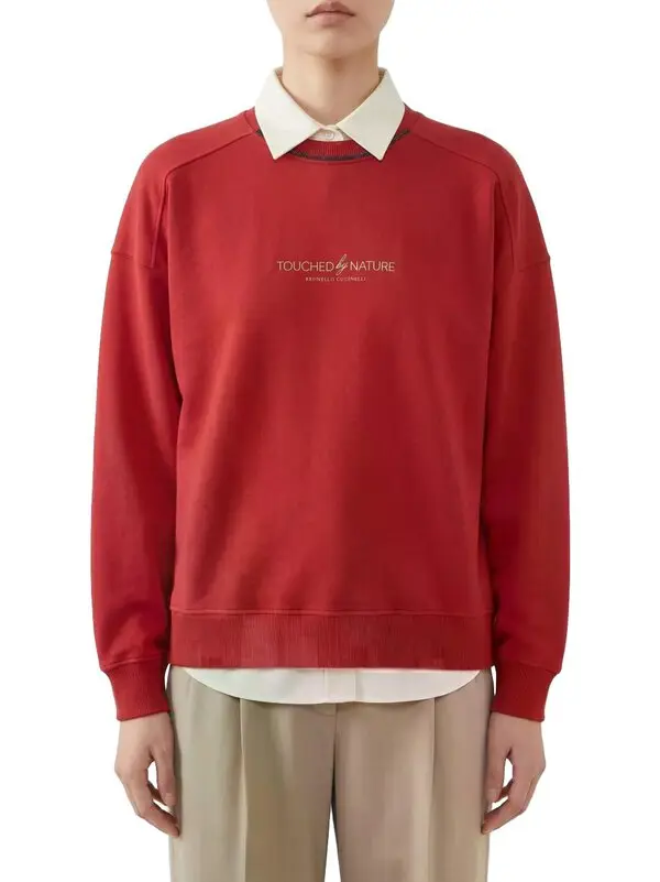 Brunello Cucinelli Embroidered Relaxed-fit Sweater - Red