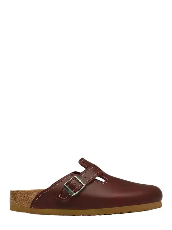 BIRKENSTOCK Boston Workwear Leather Buckle-strap Mules - Brown