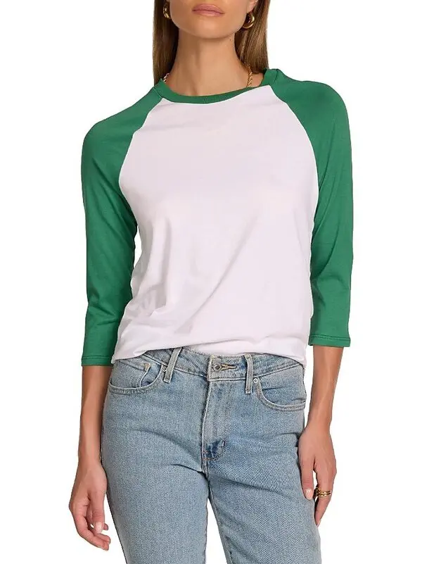 Michael Lauren Katya Raglan 3/4-sleeve Tee - White Deep Jungle