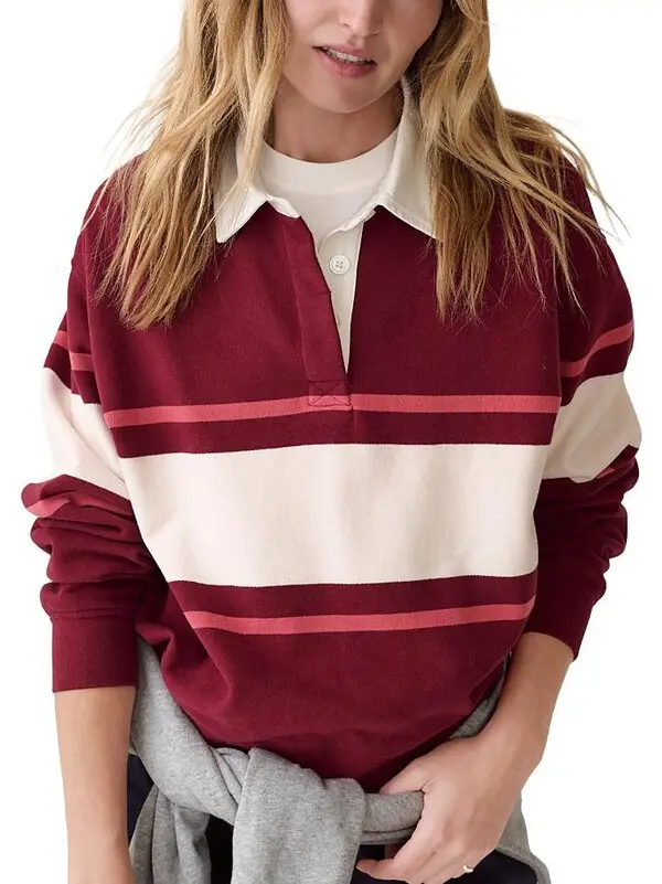 Marine Layer Cloud 9 Cotton Blend Fleece Polo Shirt - Cabernet