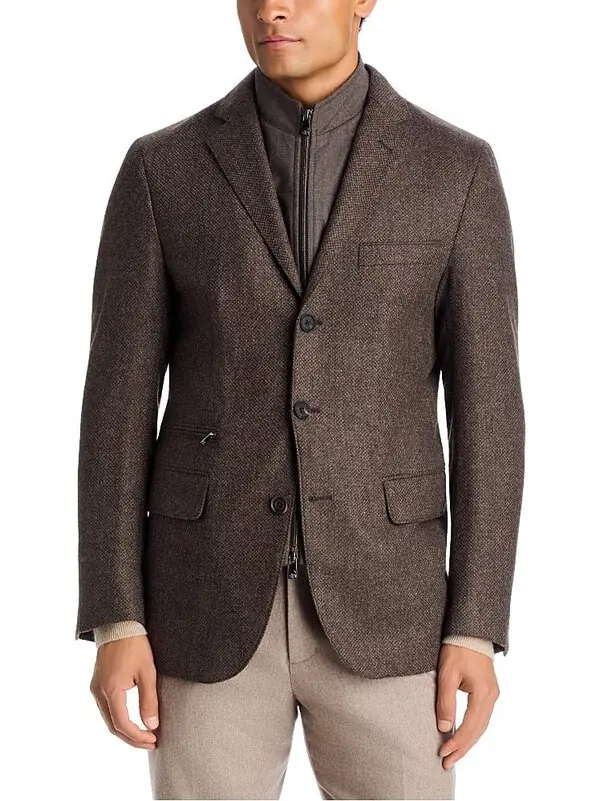 Corneliani Wool & Cashmere Removable Bib Id Jacket - Heather Brown