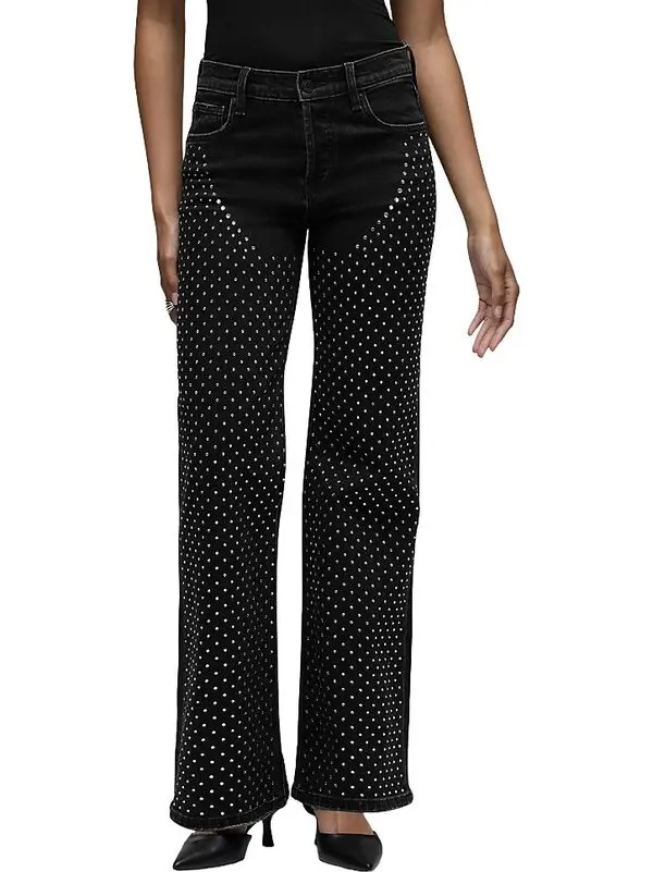 Hudson Jeans Rosie Embellished High Rise Wide Leg Jeans - Rodeo Bling