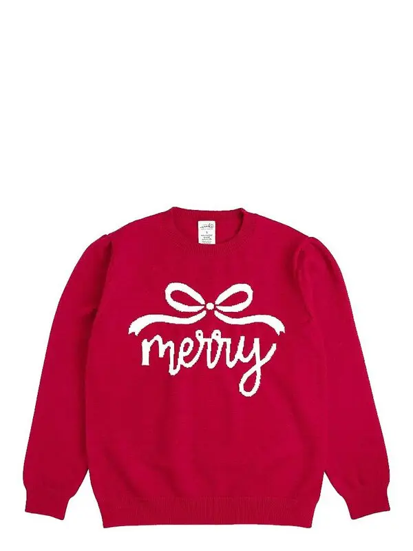 SWEET WINK Merry Bow Christmas Sweater - Red