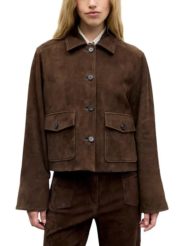 Gerard Darel Pola Suede Button Front Jacket - Cinnamon