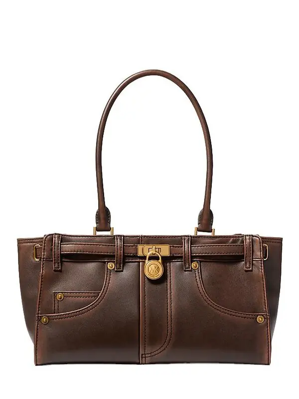 Michael Kors Hamilton Moderne East/west Leather Shoulder Tote - Chocolate