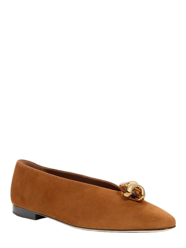 JIMMY CHOO Margot Pointed Flats - Tan/amber
