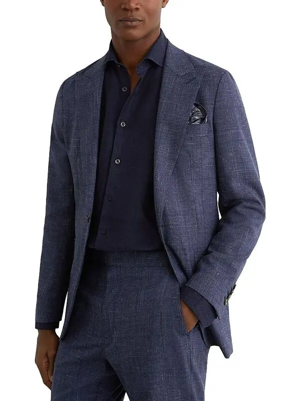 REISS Penso Wool, Silk & Linen Classic Fit Blazer - Navy